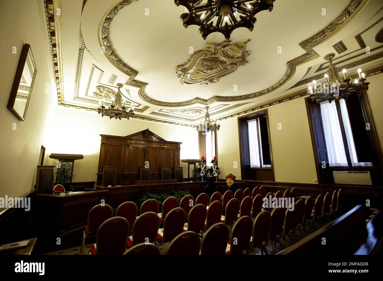 FILE - In this Jan. 11, 2014 file photo, Vatican Gendarmes, background ...