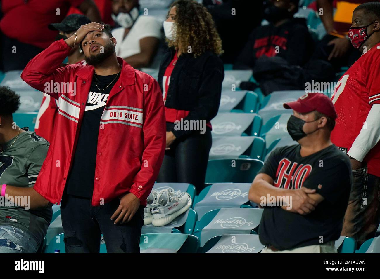 An Ohio State fan reacts after a touchdown by Alabama wide receiver ...