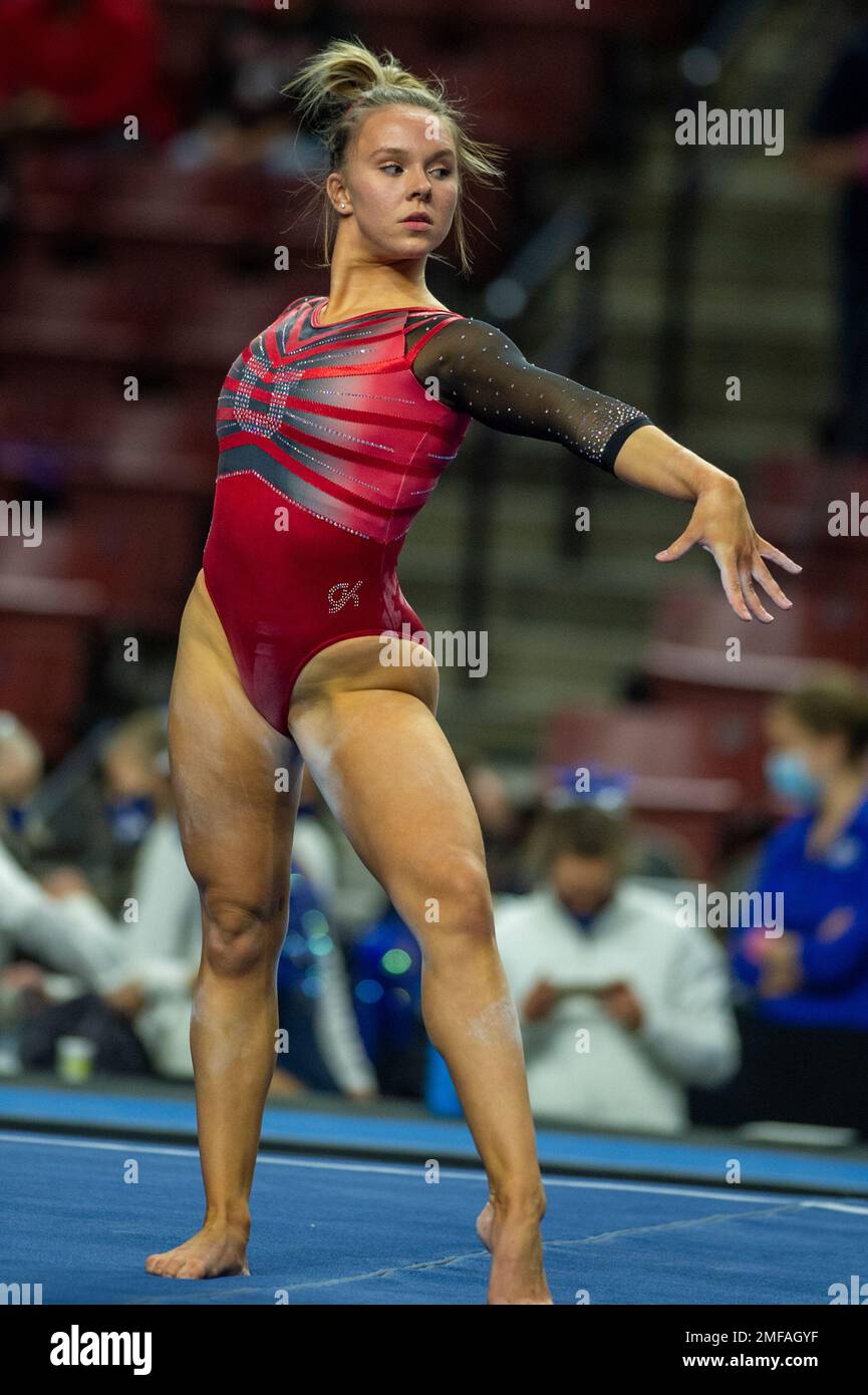 University of Utah gymnast Maile O'Keefe during an NCAA gymnastics meet ...
