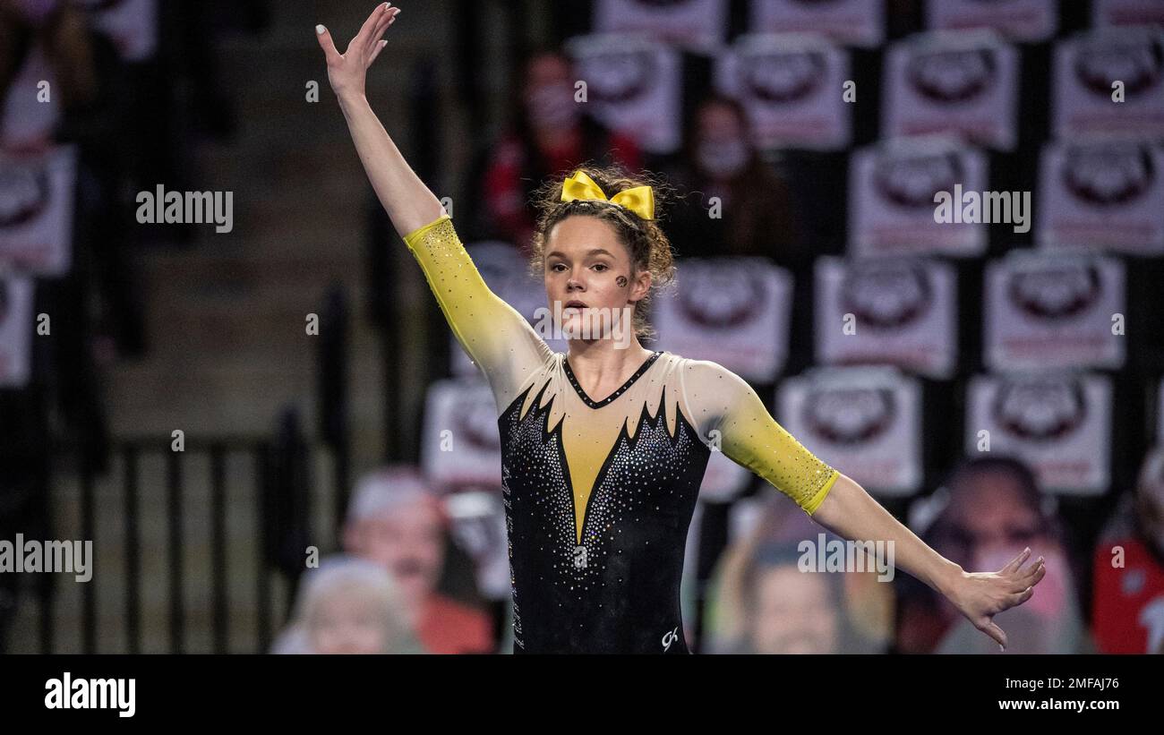 Missouri gymnast Hannah McCrary competes against Georgia during an NCAA ...