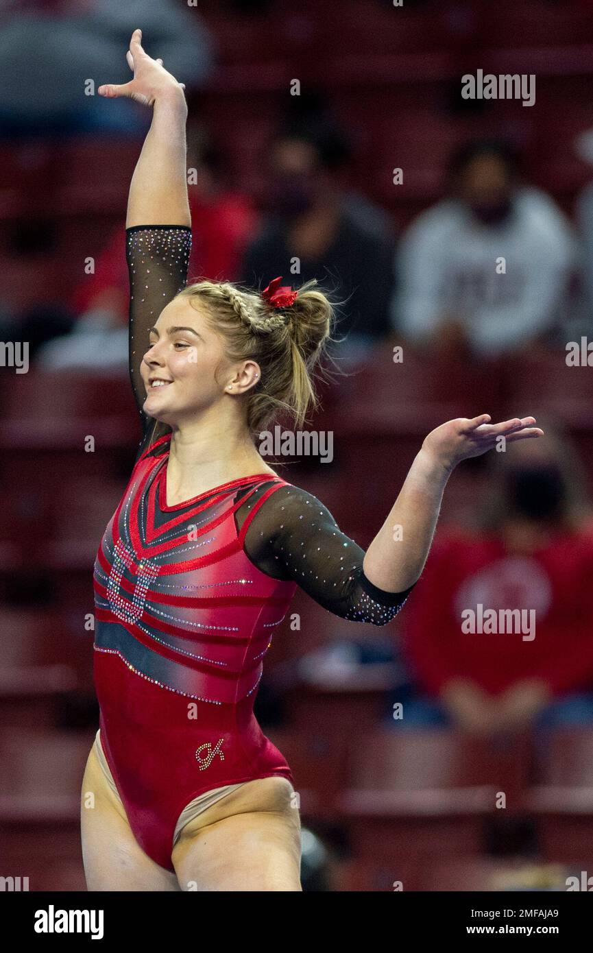 University of Utah gymnast Lucy Stanhope during an NCAA gymnastics meet ...