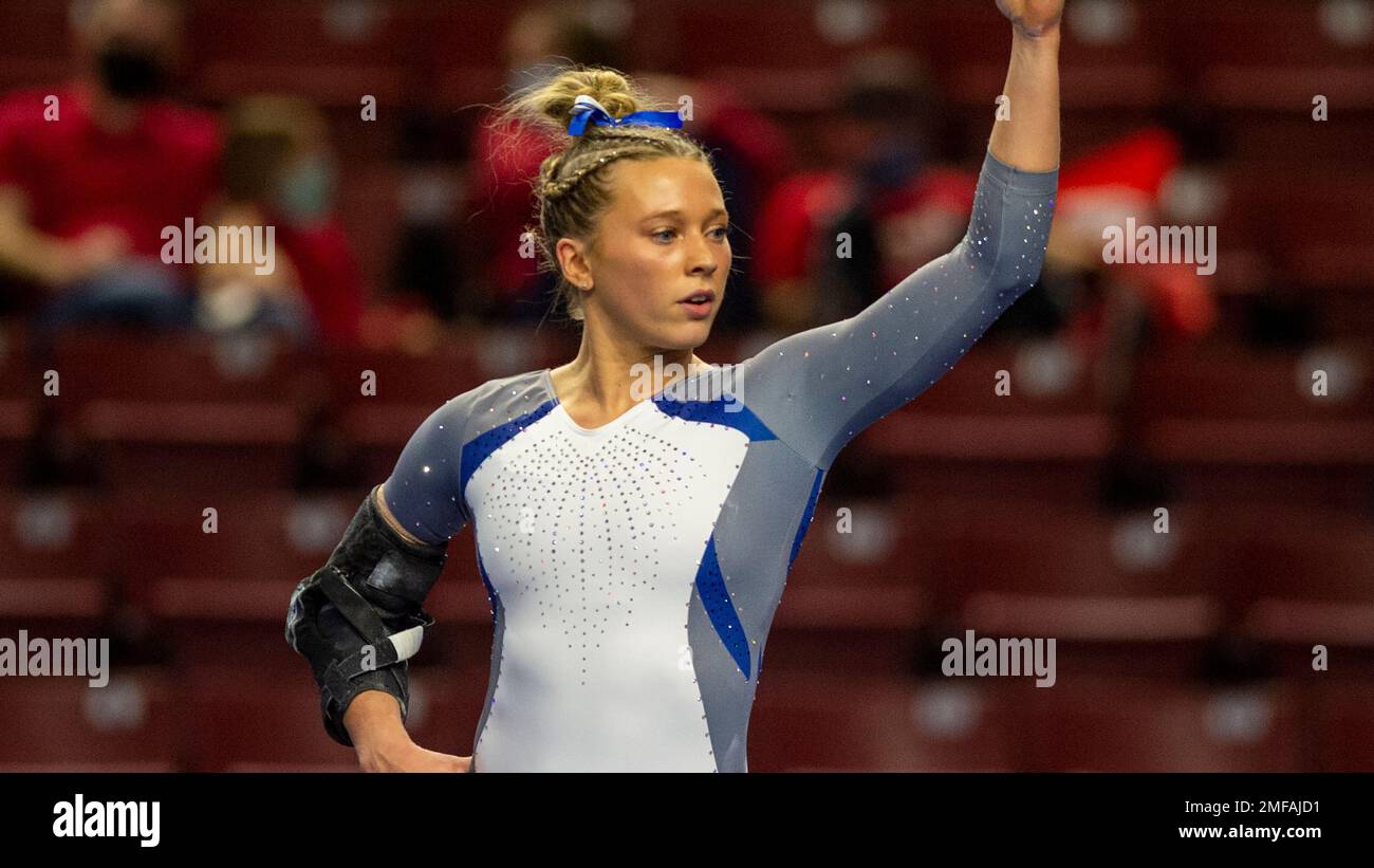 Utah State University gymnast Mikaela Meyer during an NCAA gymnastics ...