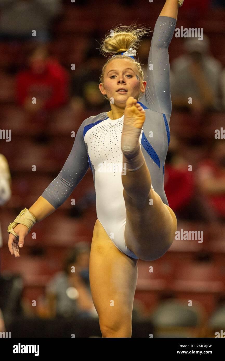 Utah State University gymnast Rebecca Wells during an NCAA gymnastics ...