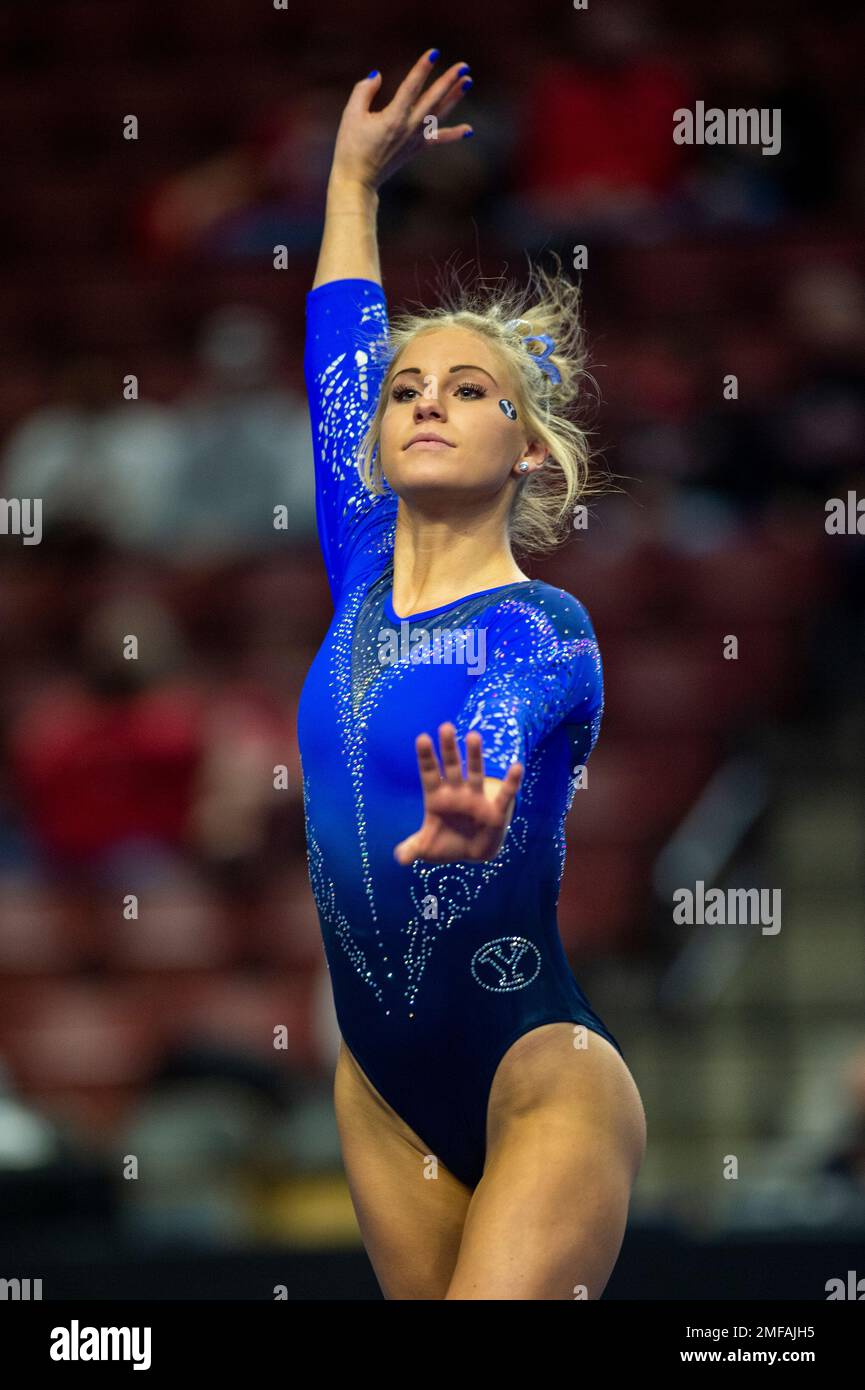 Brigham Young University gymnast Brittney Vitkauskas during an NCAA ...