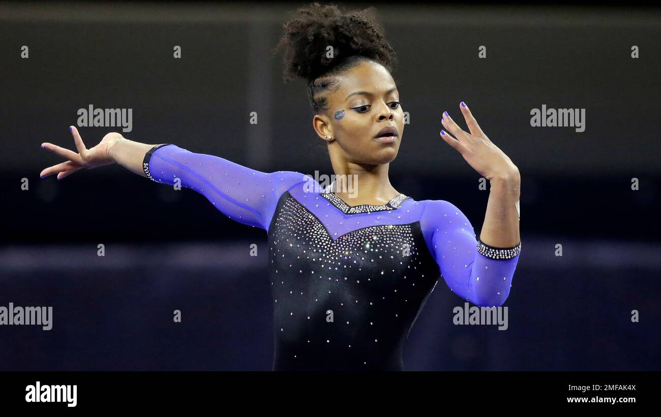 Florida's Trinity Thomas performs on the beam during an NCAA gymnastics ...