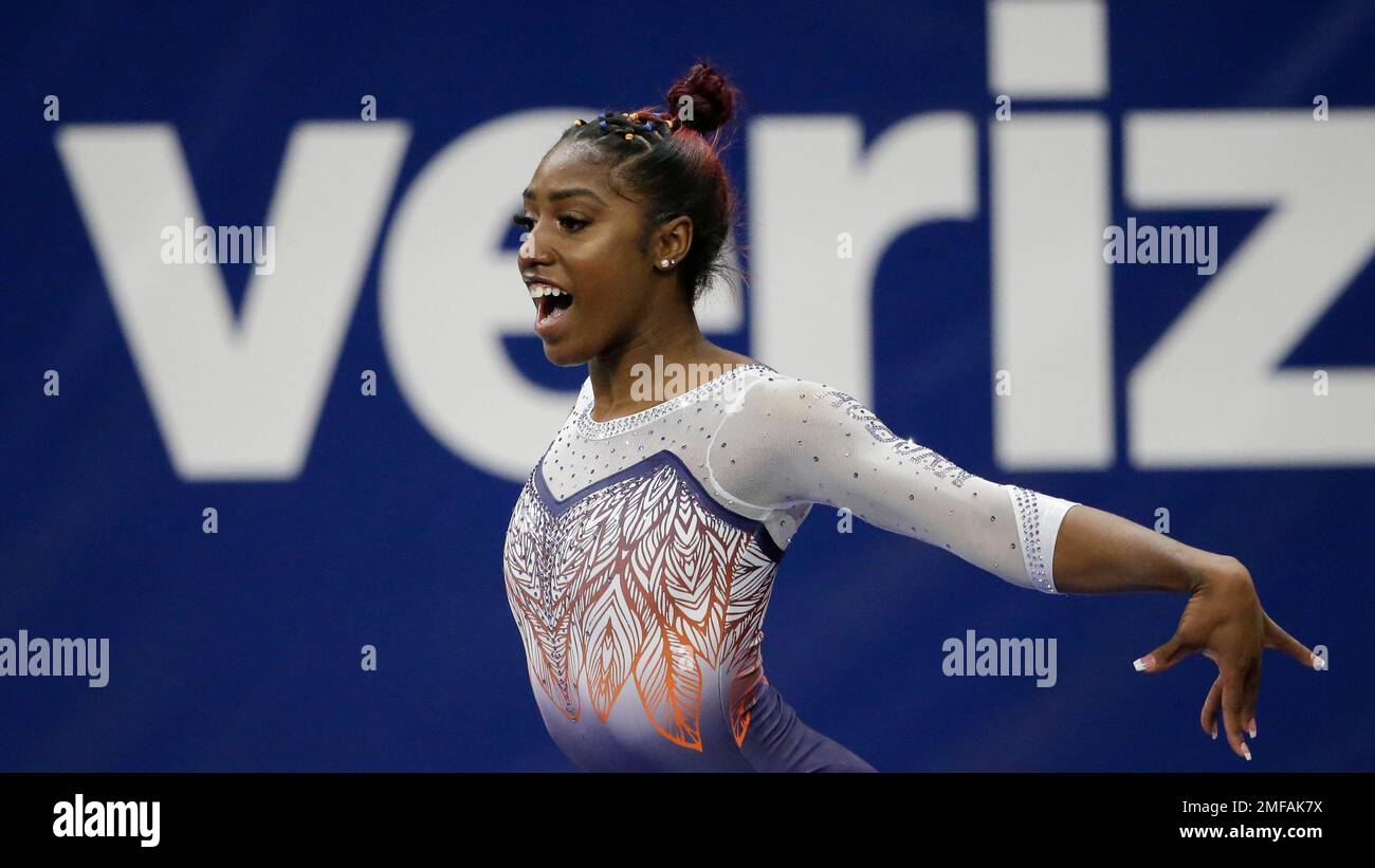 Auburn's Derrian Gobourne performs on the floor during an NCAA ...