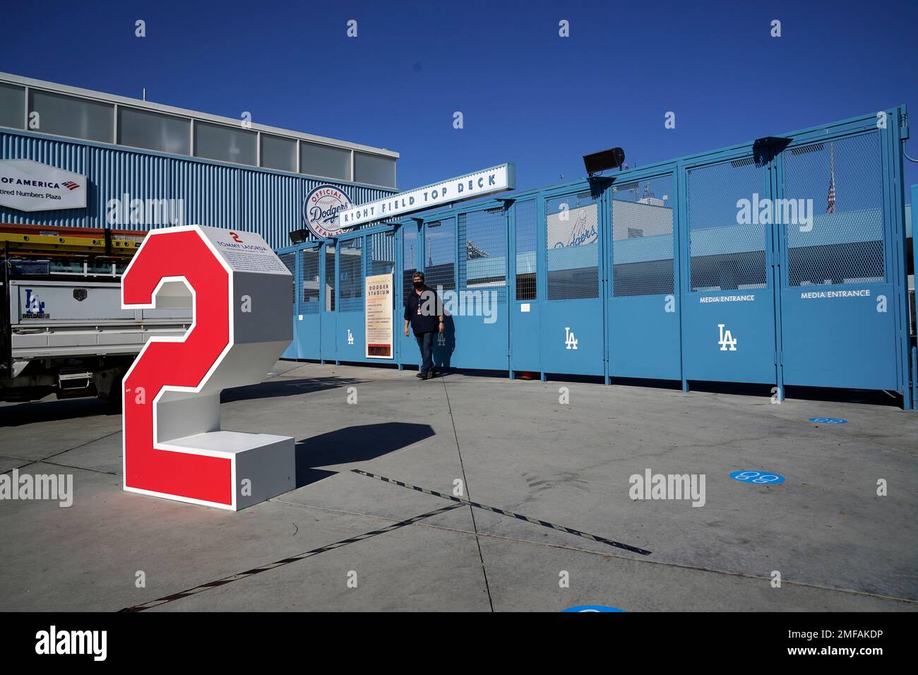 The retired number 2, in honor of former Los Angeles Dodgers manager ...