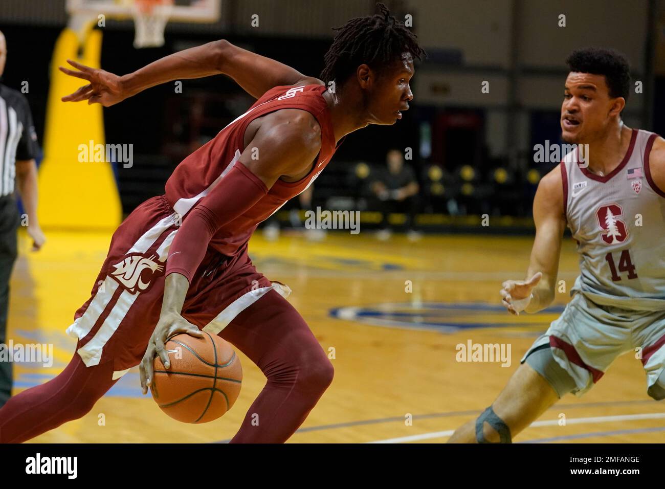 Washington State center Efe Abogidi (0) against Stanford during an NCAA ...