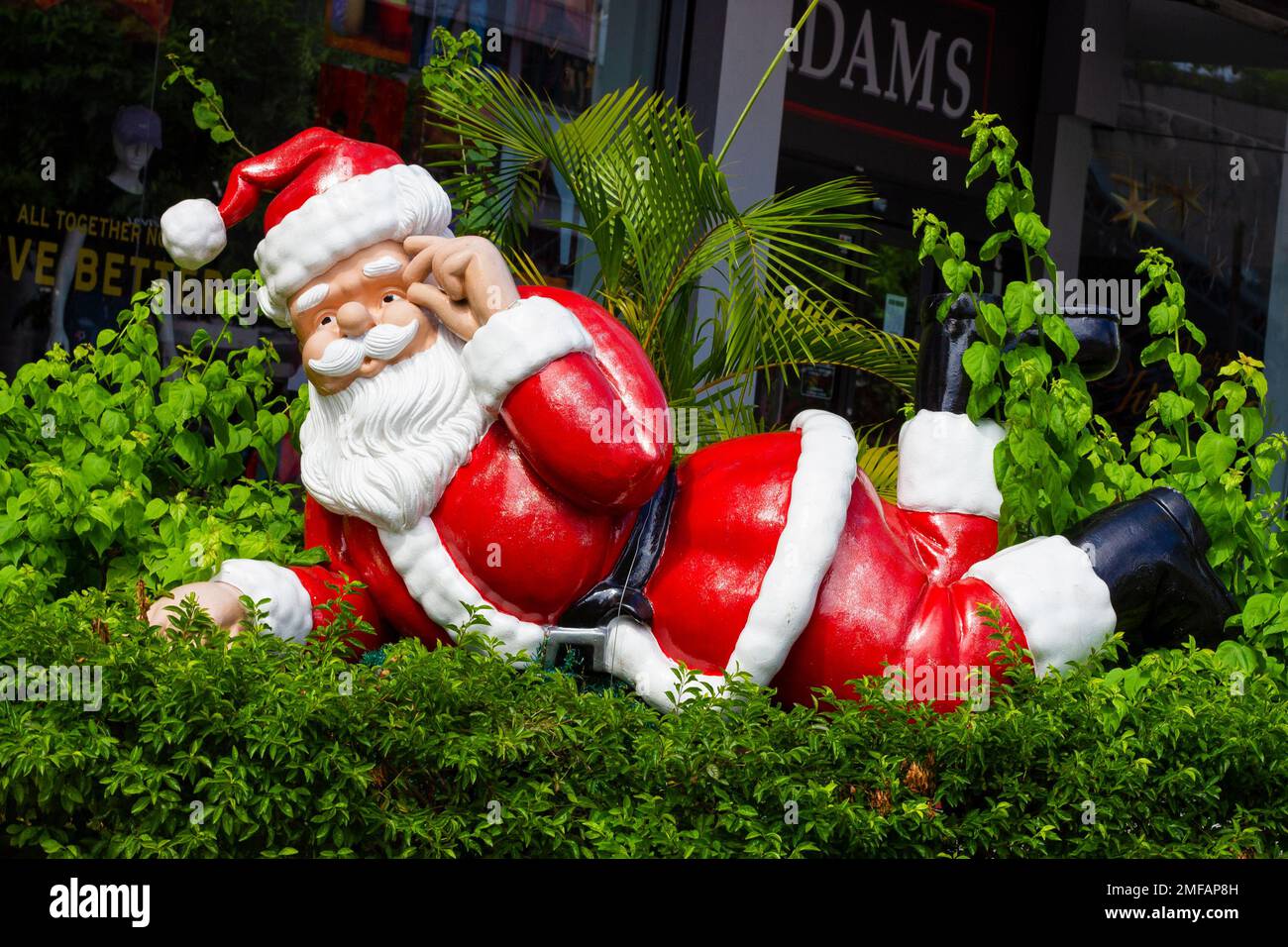santa claus lying on garden plants Stock Photo - Alamy