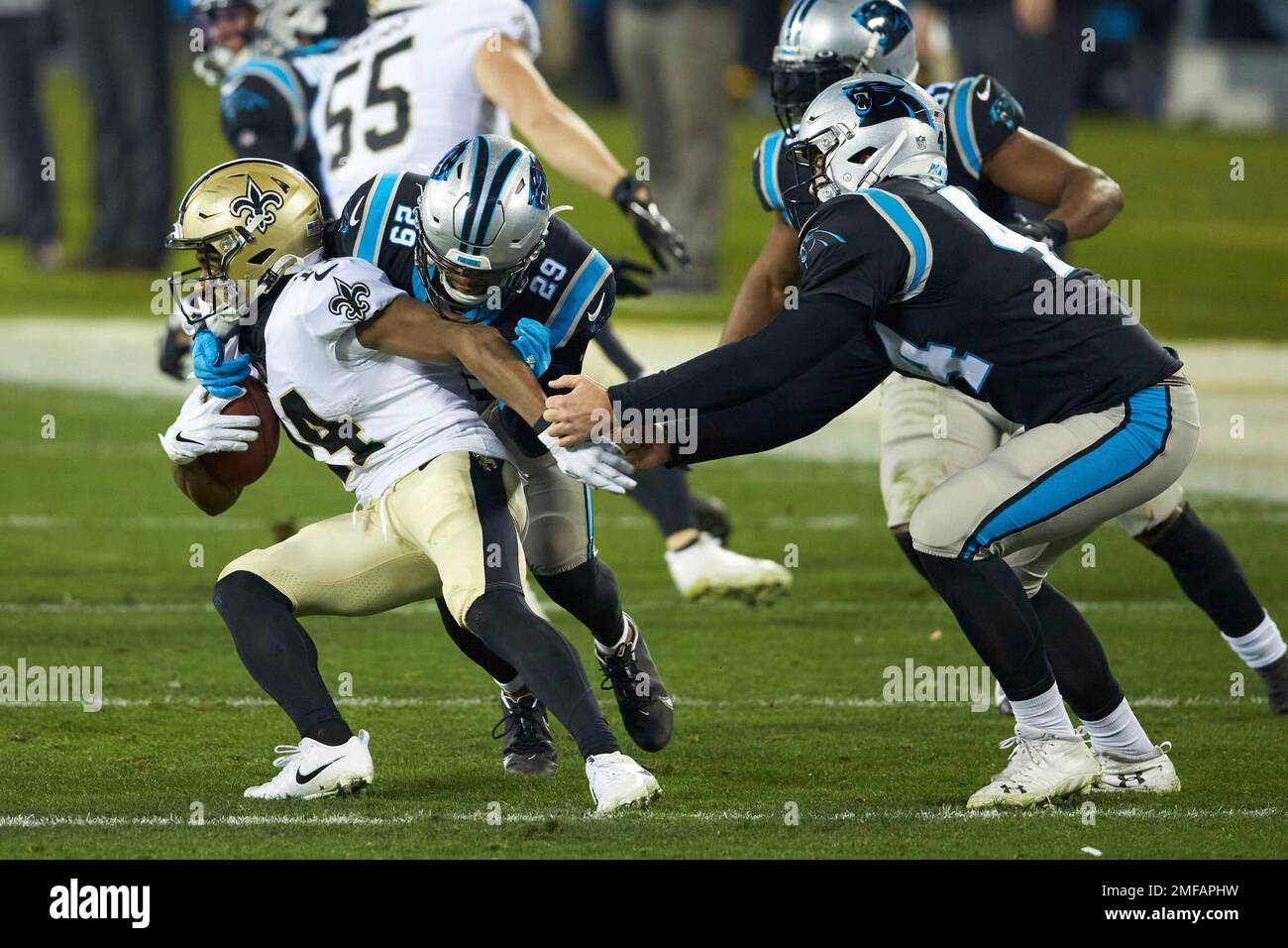 New Orleans Saints wide receiver Tommylee Lewis (14) is tackled by ...