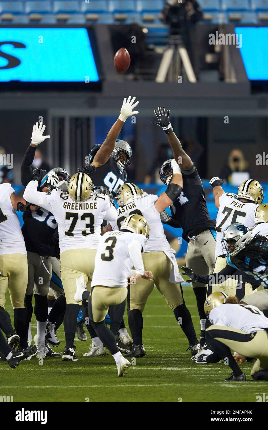 Carolina Panthers defensive tackle Derrick Brown (95) attempts to block ...
