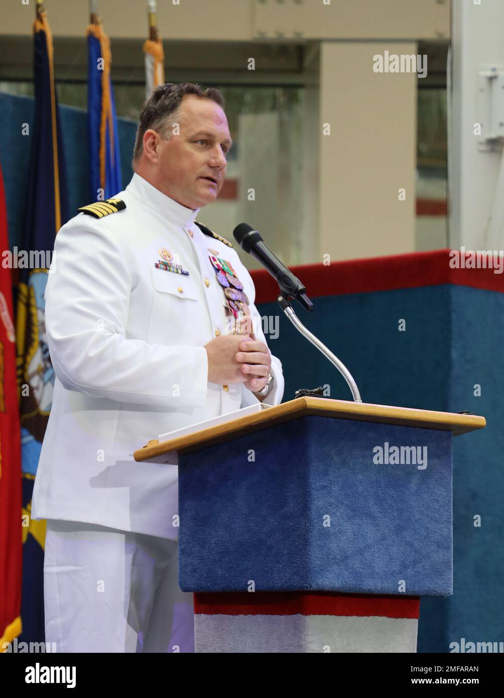 PENSACOLA, Fla. (Aug. 18, 2022) Capt. David Stallworth speaks during ...