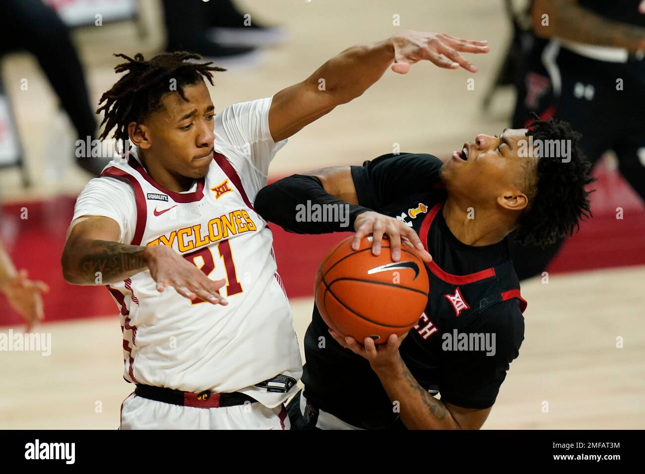 Texas Tech guard Terrence Shannon Jr. is fouled by Iowa State guard ...