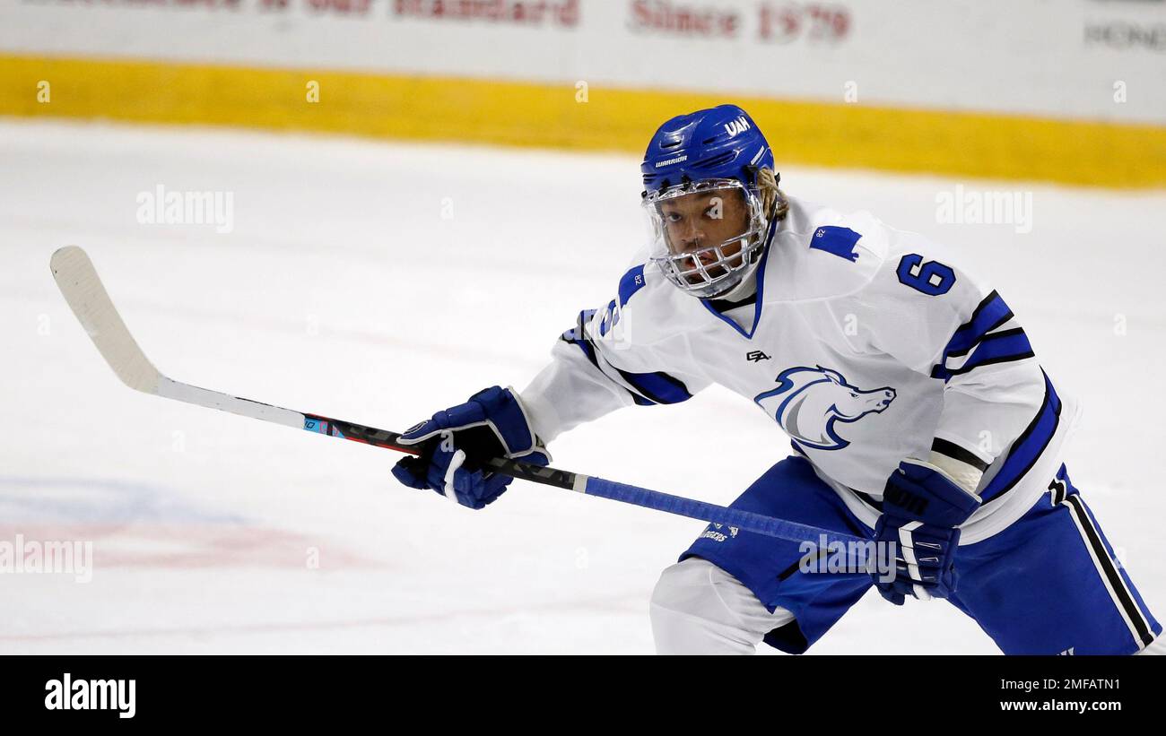 Alabama-Huntsville defenseman Ayodele Adeniye (6) during an NCAA ...