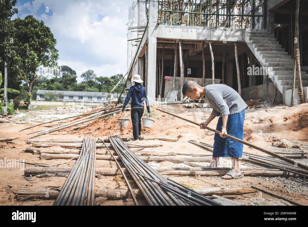 Children are forced to work construction., Violence children and ...
