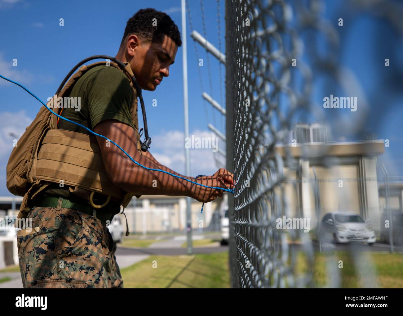 U.S. Marine Corps Cpl. Coty Cruz, a transmissions systems operator with ...