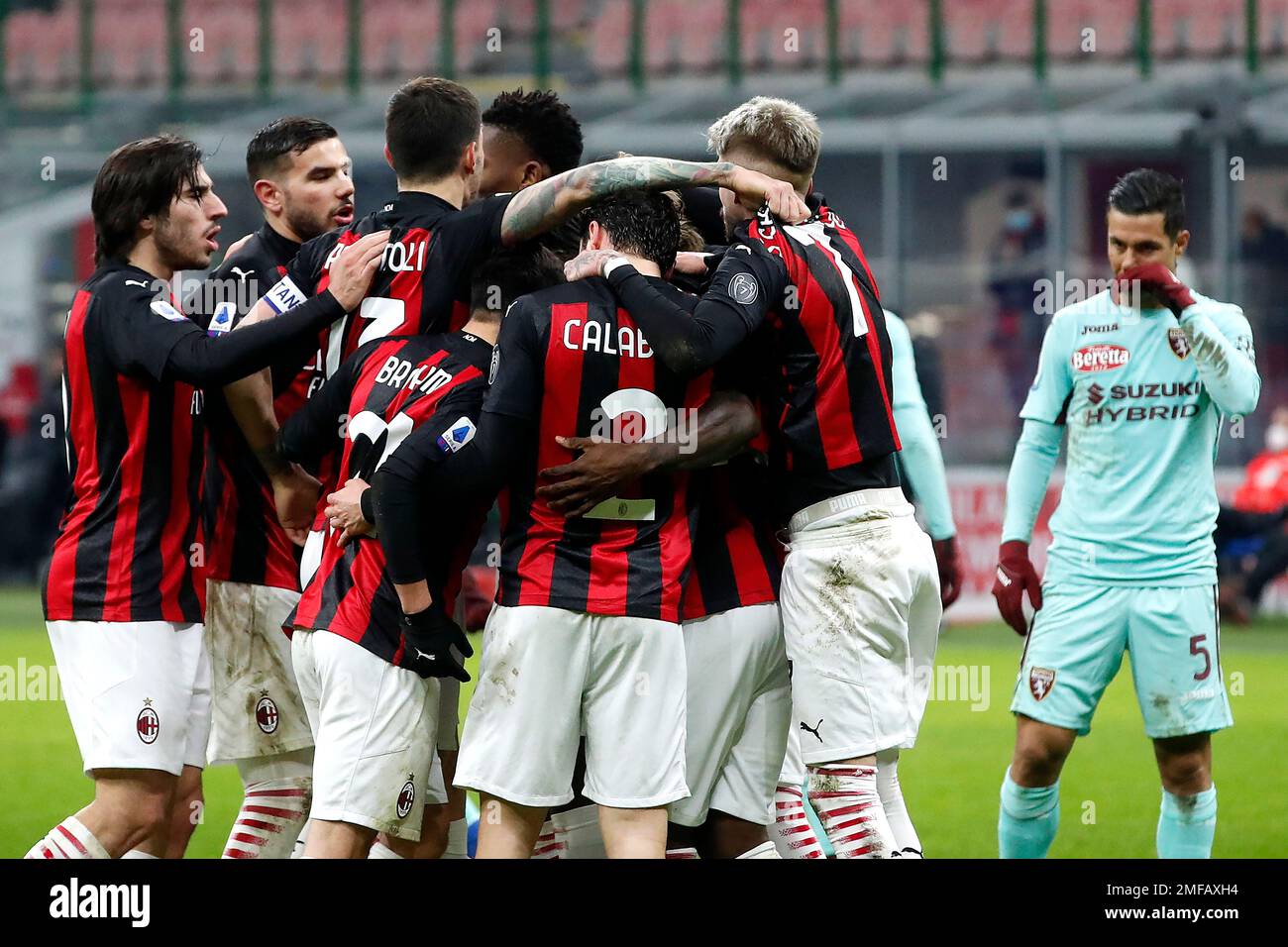 AC Milan players celebrate the second goal against Torino during the ...