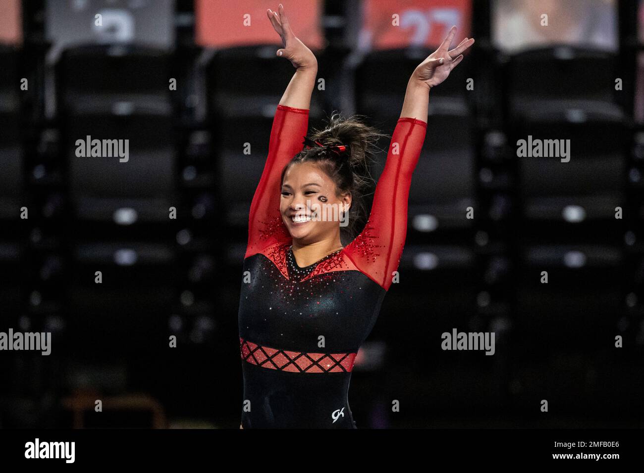 Georgia gymnast Mikayla Magee competes against Missouri during an NCAA ...