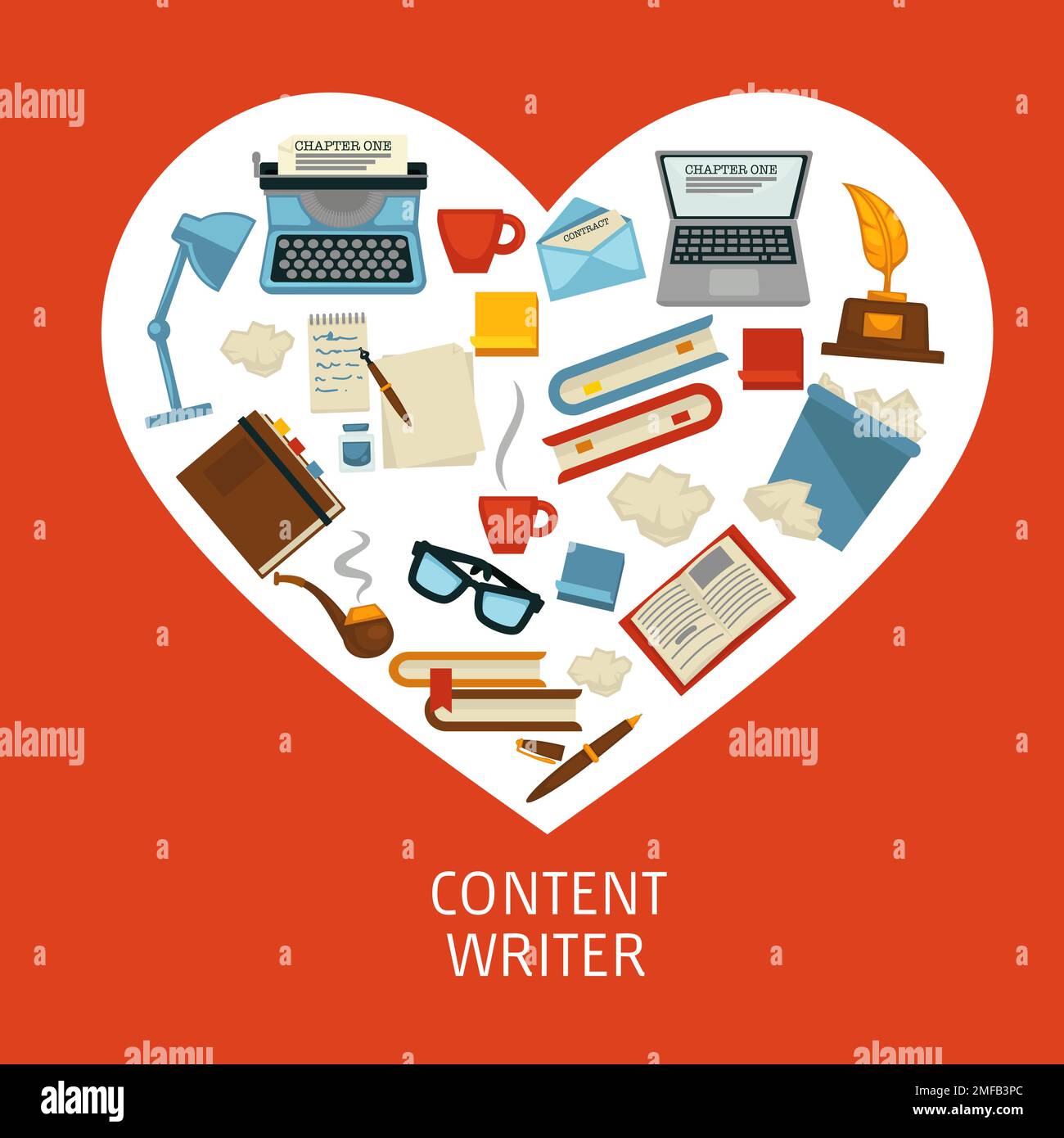 Storytelling content writer profession book and typing machine or ...