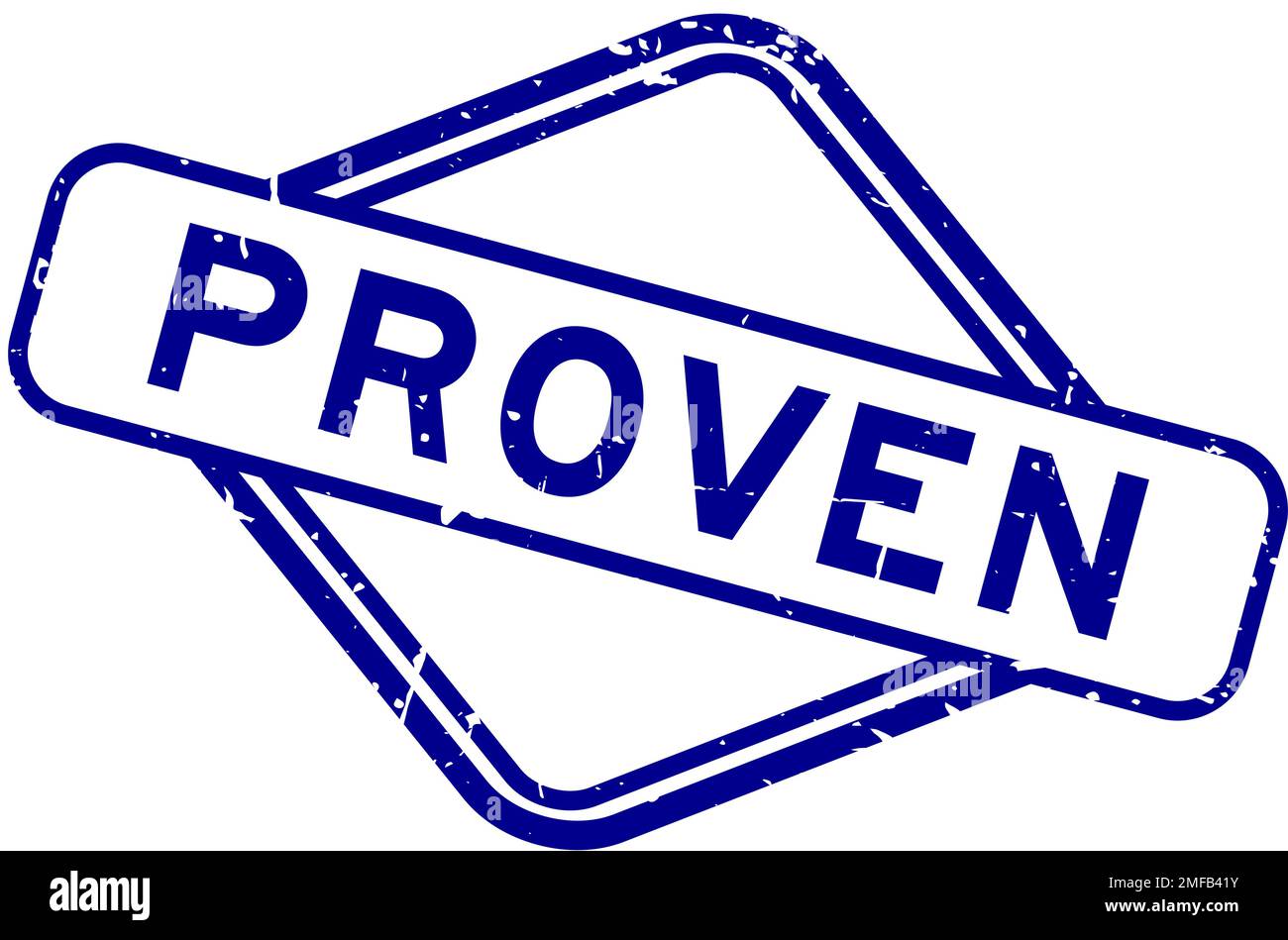 Grunge blue proven word rubber seal stamp on white background Stock ...