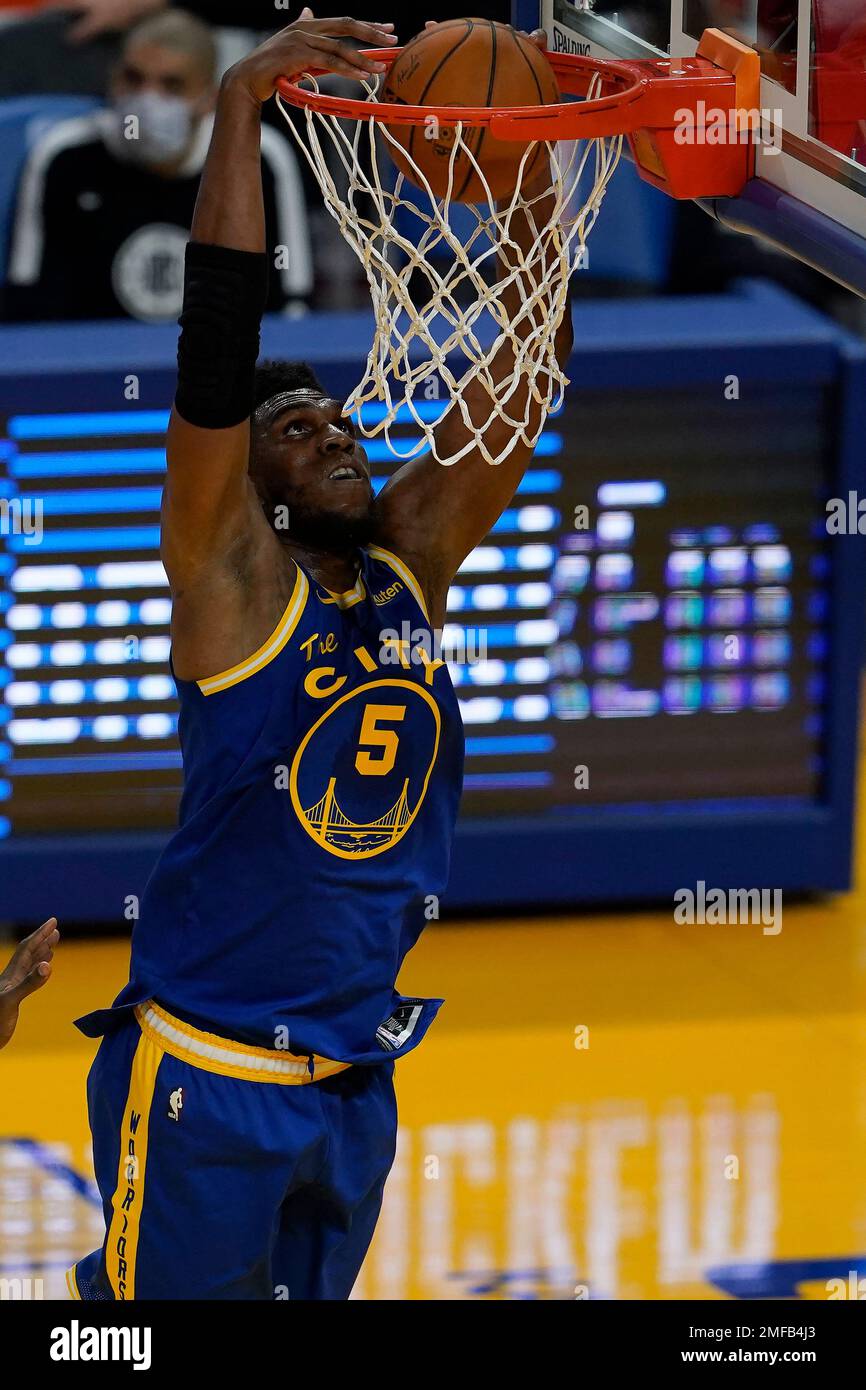 Golden State Warriors forward Kevon Looney (5) during an NBA basketball ...