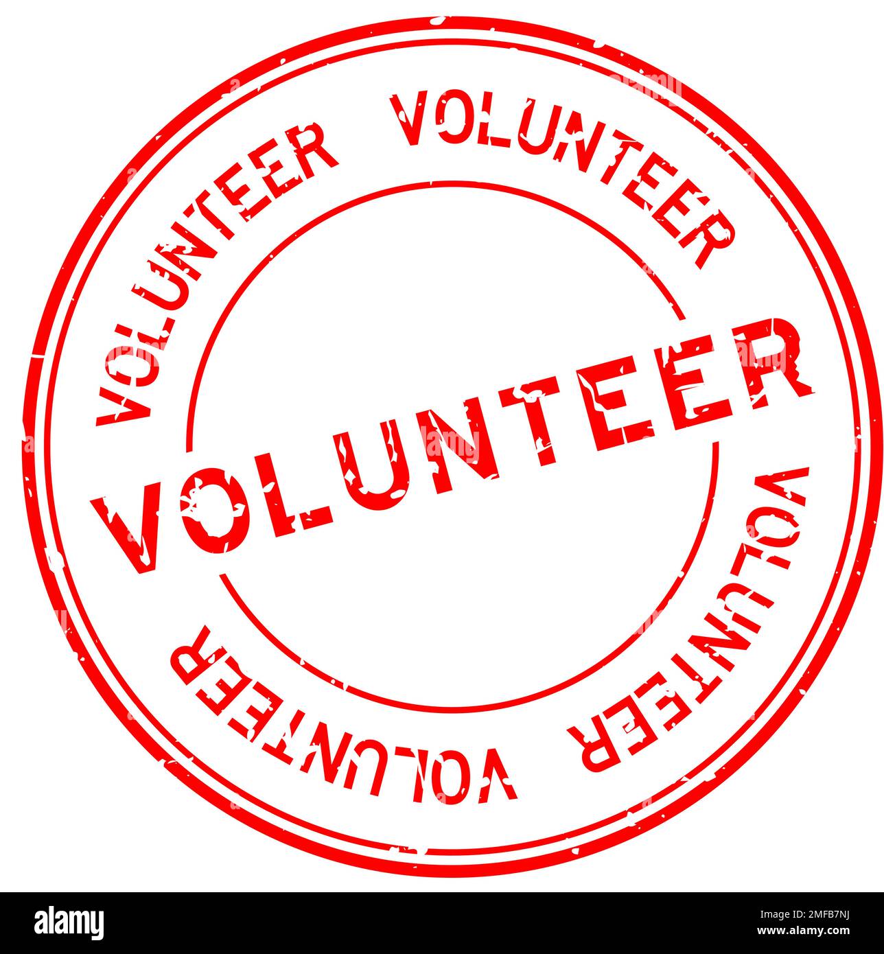 Grunge red volunteer word round rubber seal stamp on white background ...