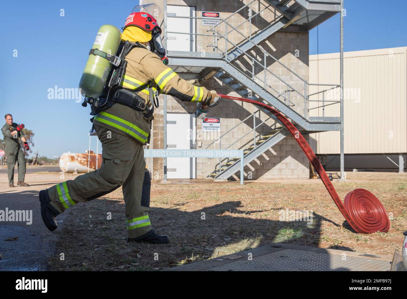 Royal Australian Air Force (RAAF) Sgt. Travis McGregor, a firefighter ...