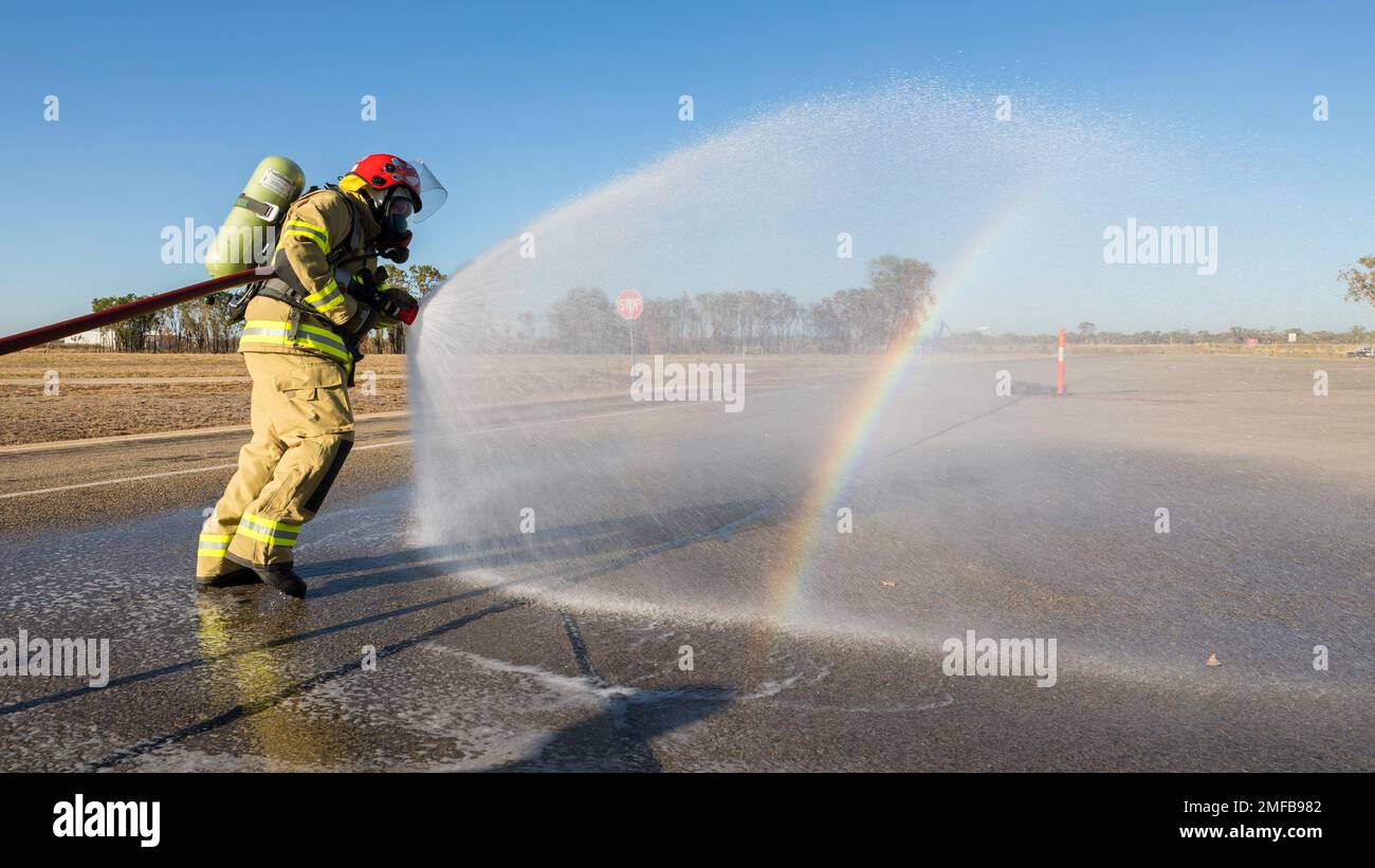 Royal Australian Air Force (RAAF) Sgt. Travis McGregor, a firefighter ...