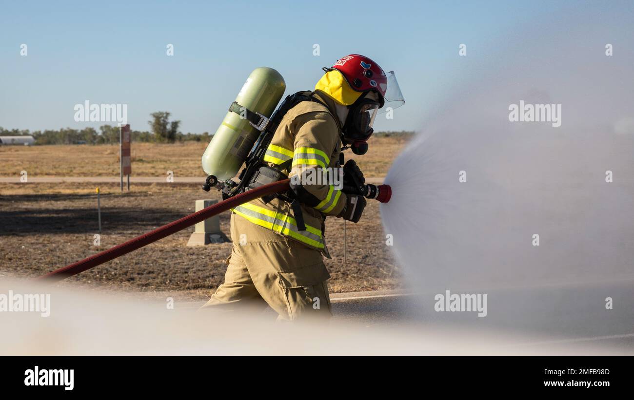 Royal Australian Air Force (RAAF) Sgt. Travis McGregor, a firefighter ...