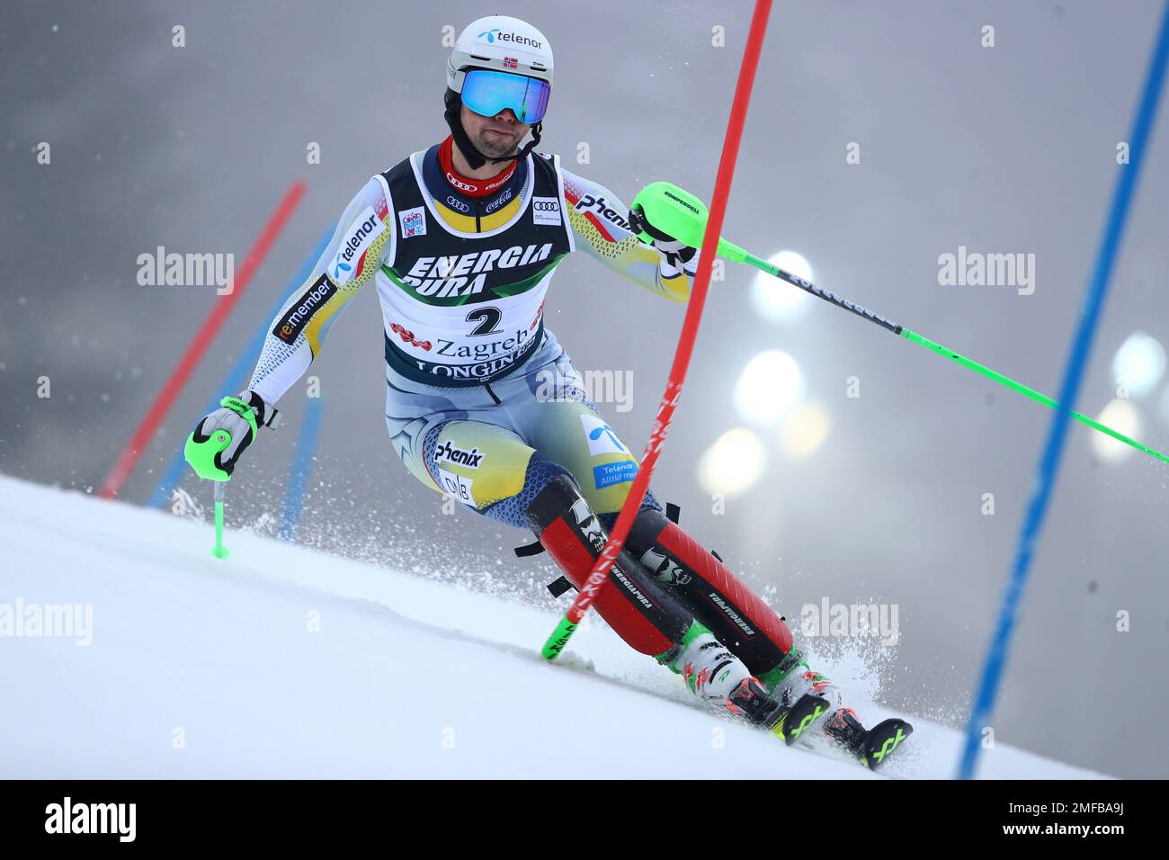 Norway's Sebastian Foss Solevaag speeds down the course during an ...