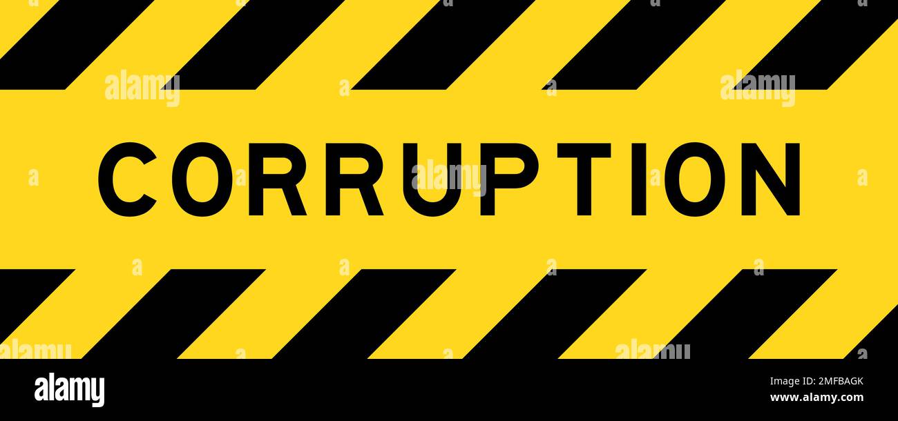 Yellow and black color with line striped label banner with word ...