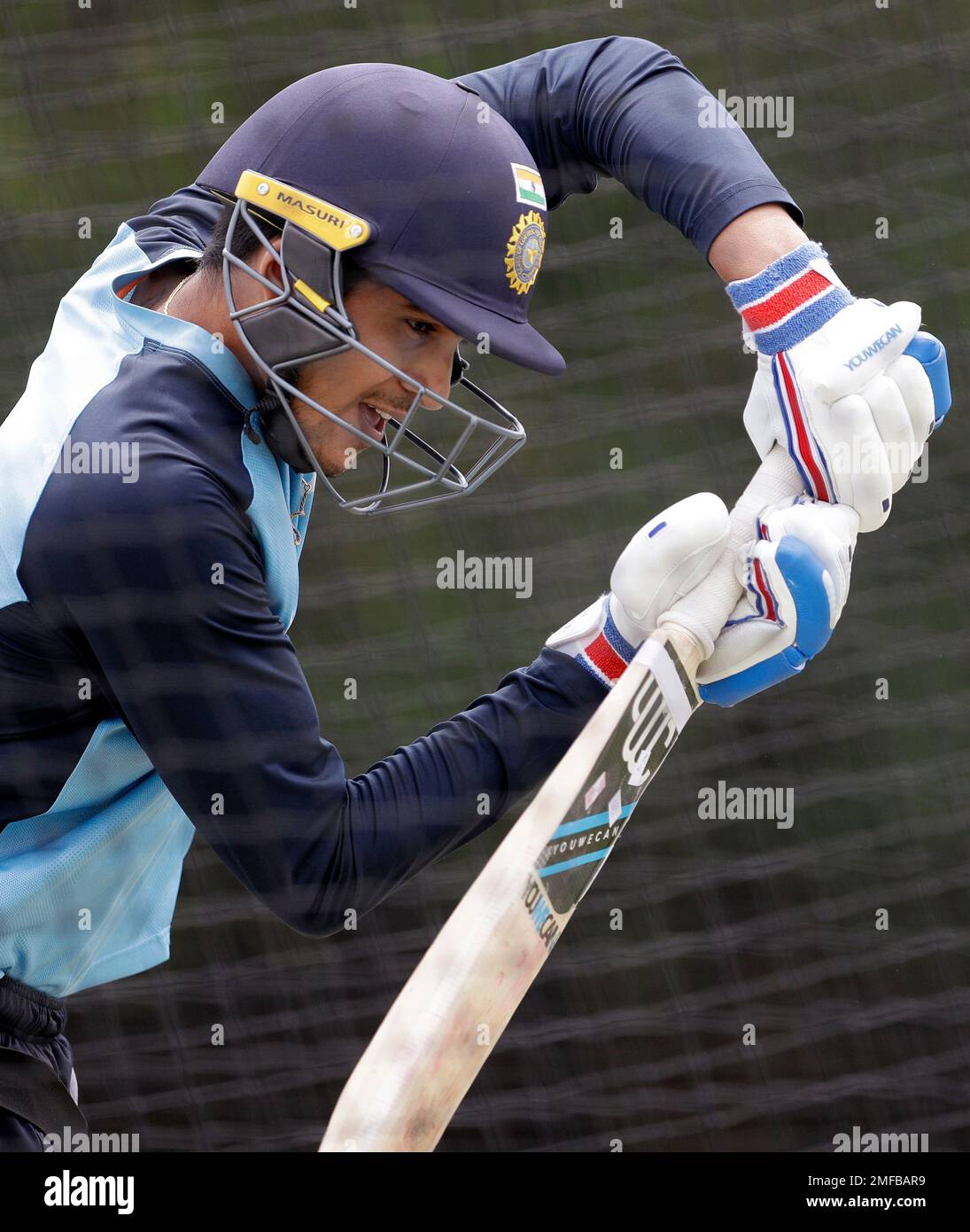 India's Shubman Gill bats in the nets during training at the Sydney ...