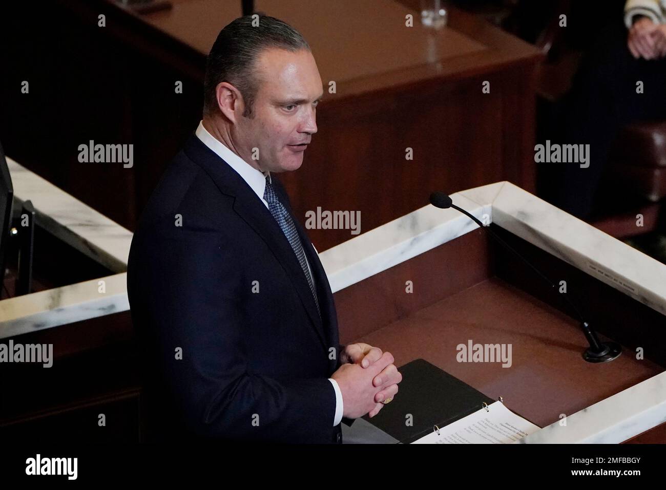 Speaker of the Oklahoma House, Rep. Charles McCall, R-Atoka, speaks on ...