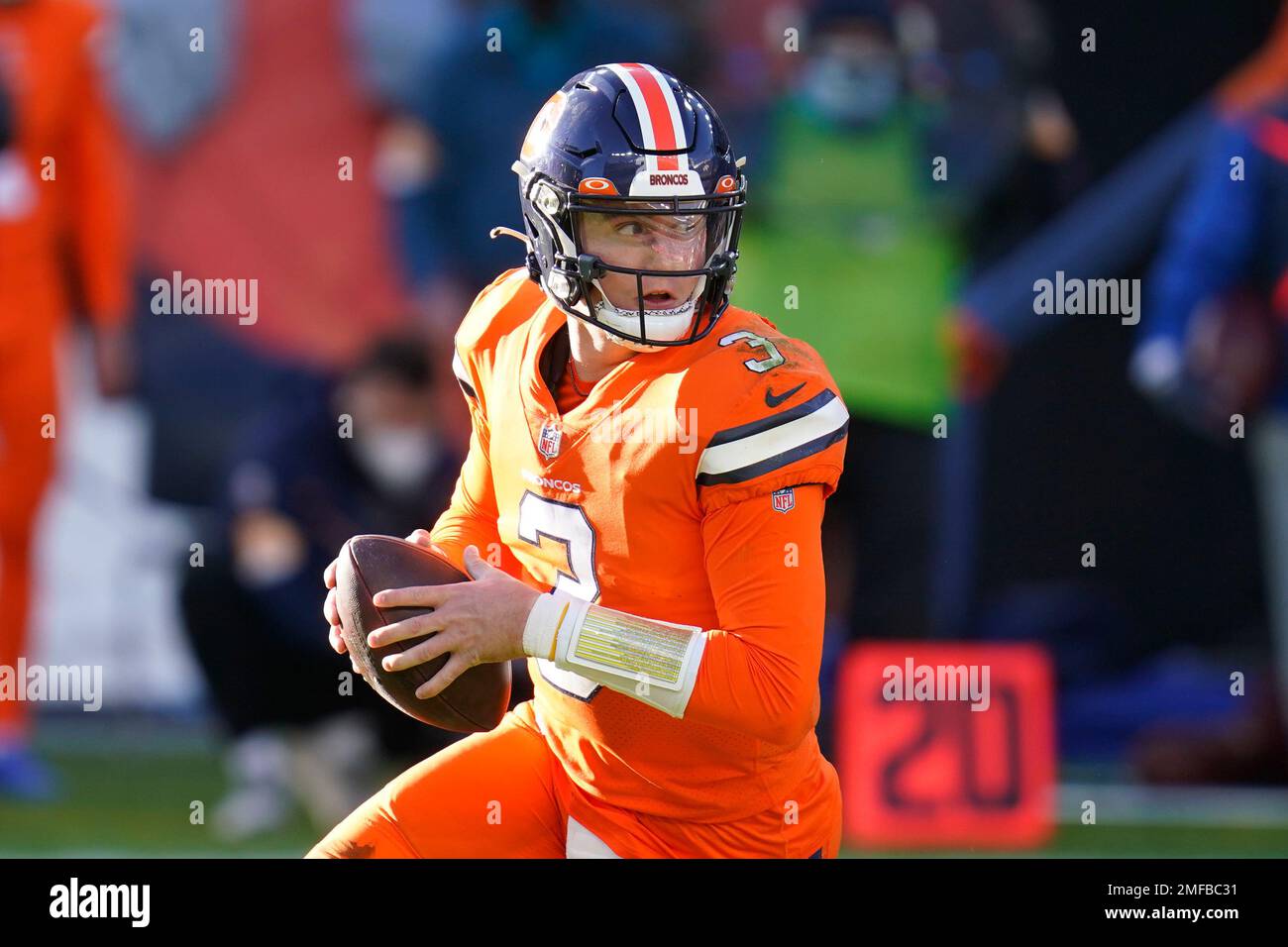 Denver Broncos quarterback Drew Lock during the first half of an NFL ...