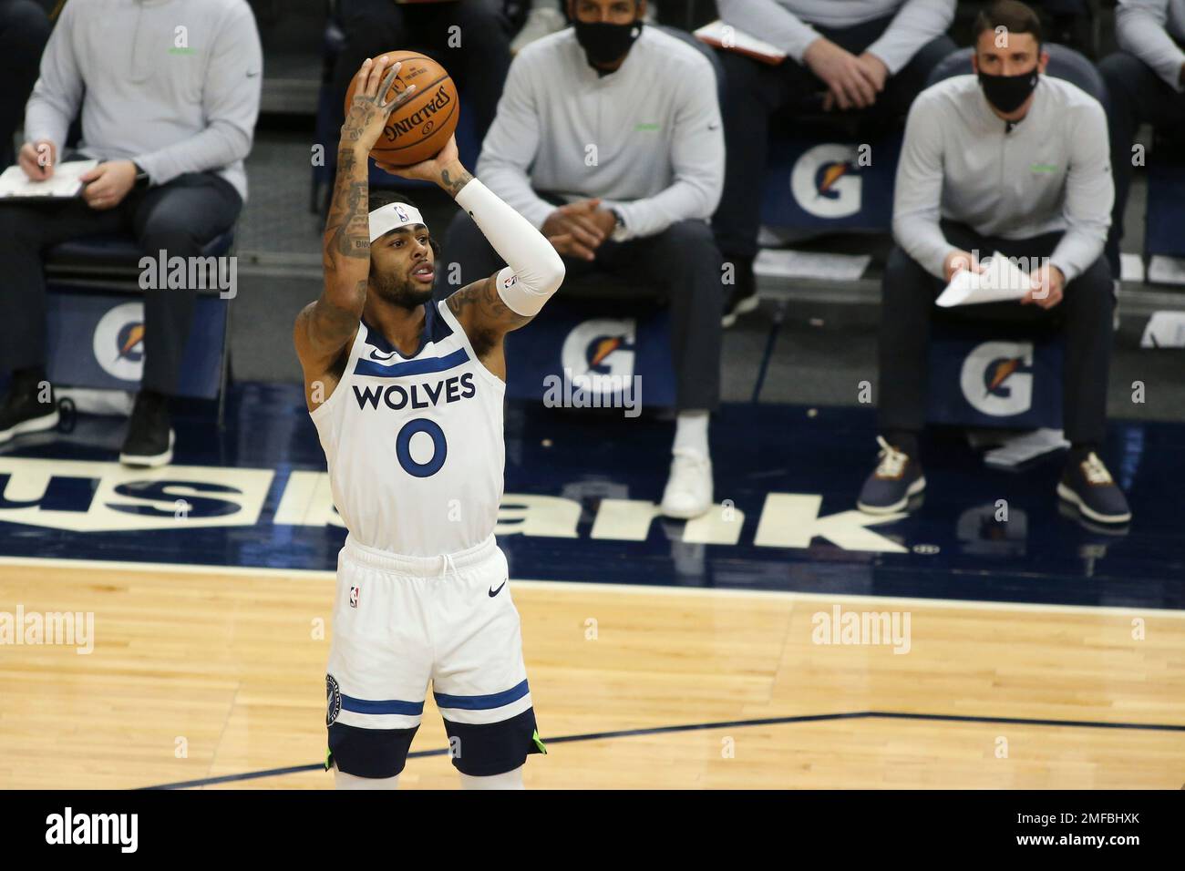 Minnesota Timberwolves guard D' Angelo Russell plays Denver Nuggets ...