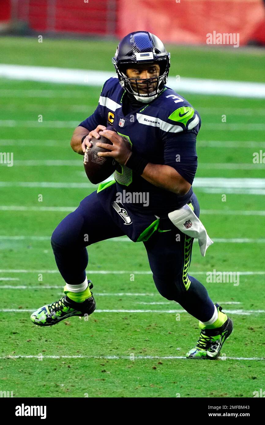 Seattle Seahawks quarterback Russell Wilson (3) during an NFL football ...
