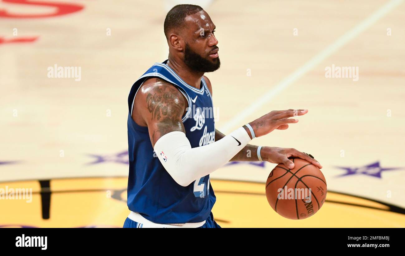 Los Angeles Lakers forward LeBron James during an NBA basketball game ...