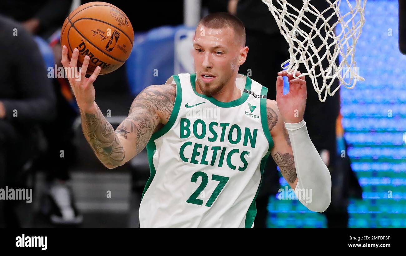 Boston Celtics' Daniel Theis plays against the Brooklyn Nets during the ...