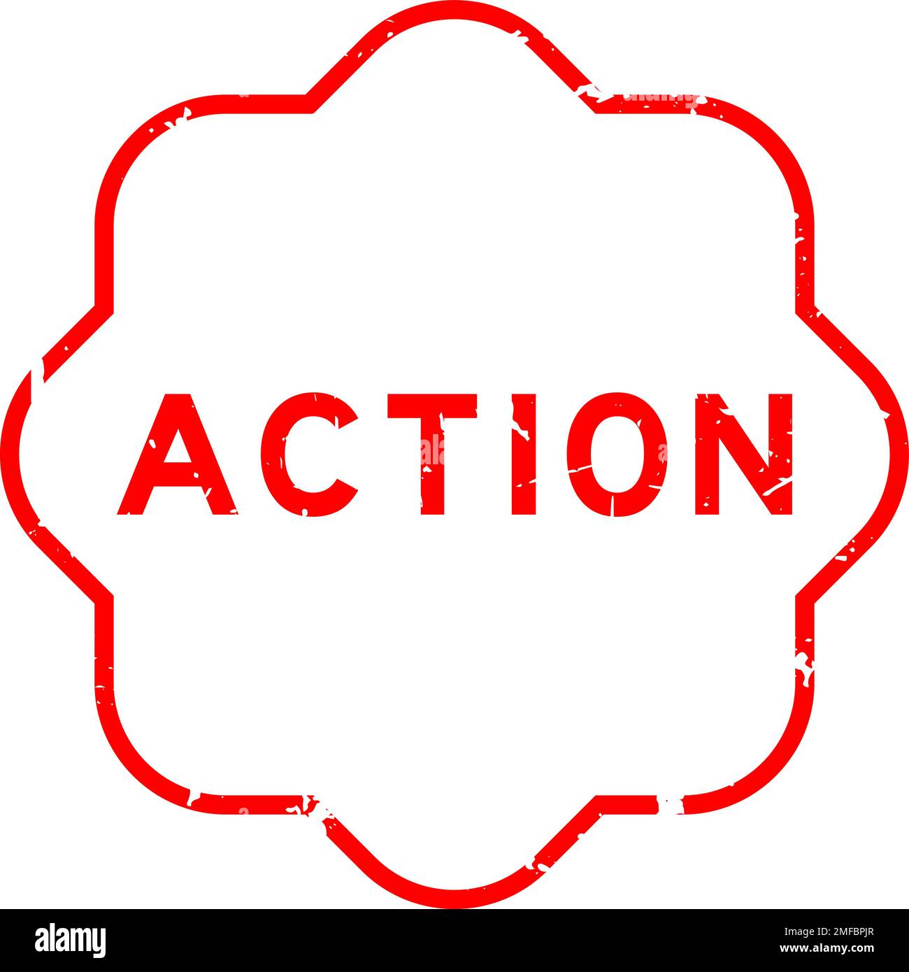 Grunge red action word rubber seal stamp on white background Stock ...