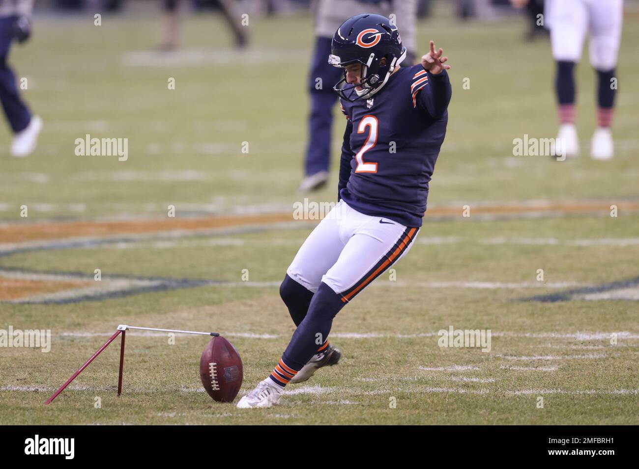 Chicago Bears kicker Cairo Santos (2) warms up before an NFL football ...