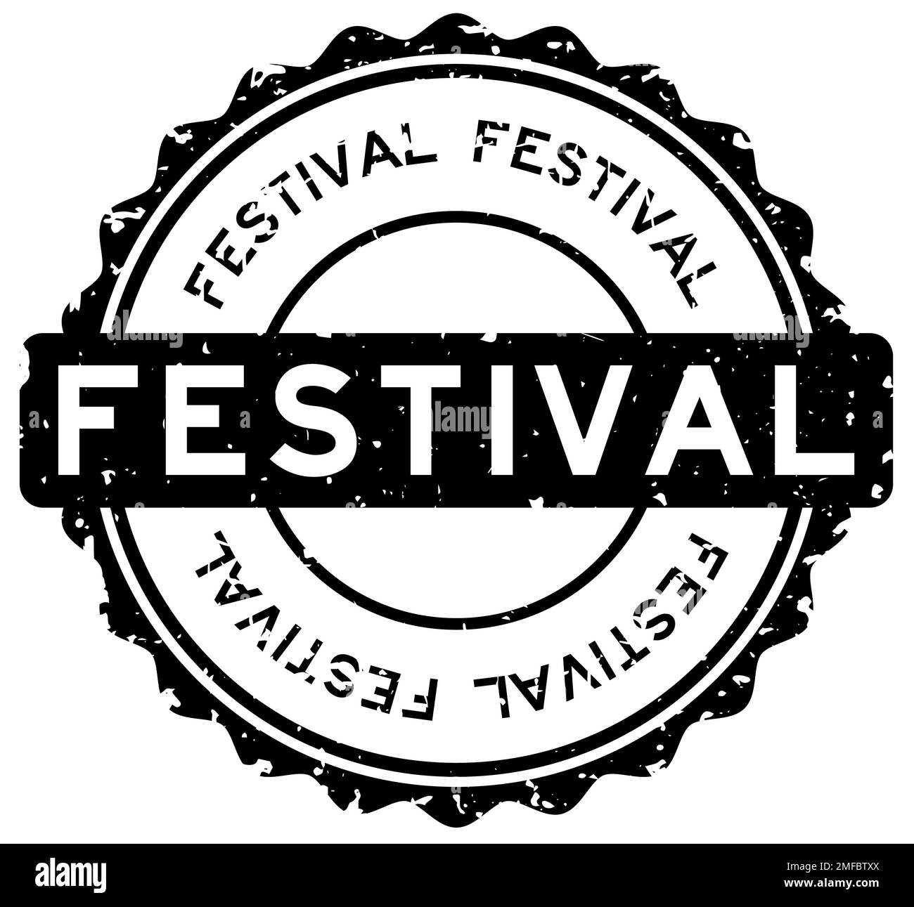 Grunge black festival word round rubber seal stamp on white background ...