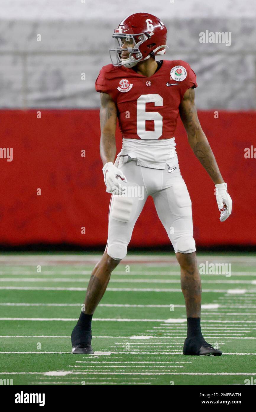 Alabama wide receiver DeVonta Smith looks on against Notre Dame during ...
