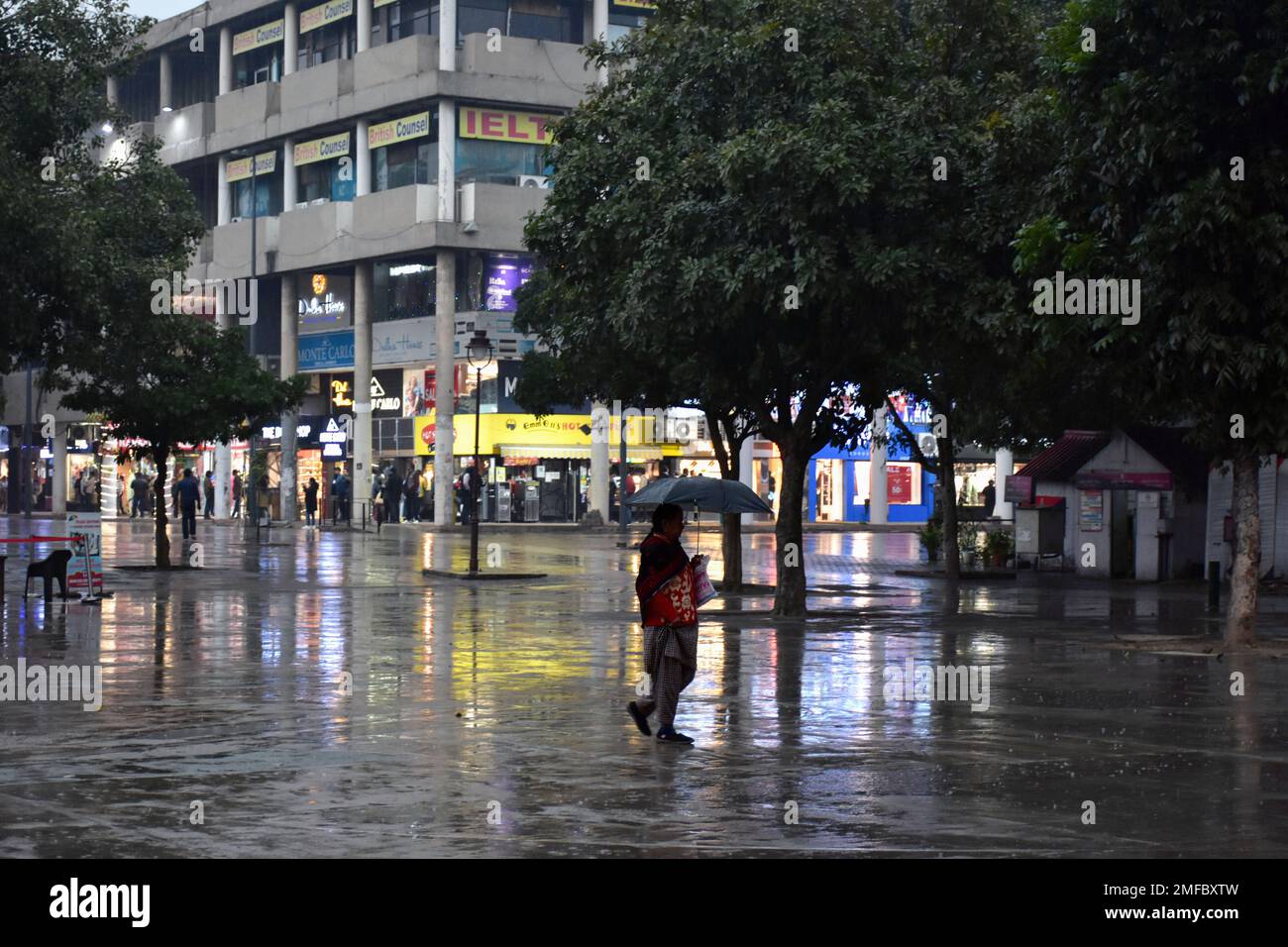 Chandigarh, India. 24th Jan, 2023. A woman walks along the street amid ...