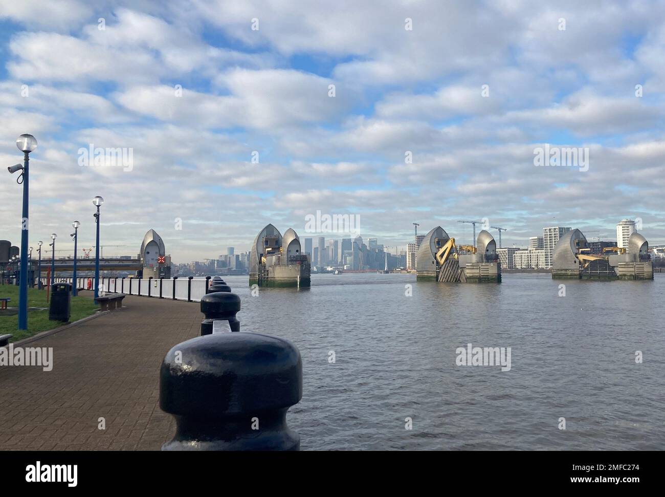 London, UK. 23rd Jan, 2023. The Thames Barrier in the borough of ...