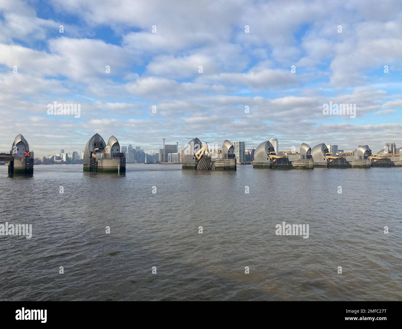 London, UK. 23rd Jan, 2023. The Thames Barrier in the borough of ...