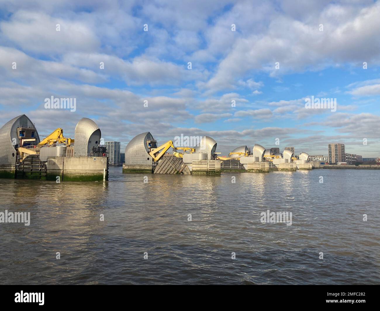 London, UK. 23rd Jan, 2023. The Thames Barrier in the borough of ...