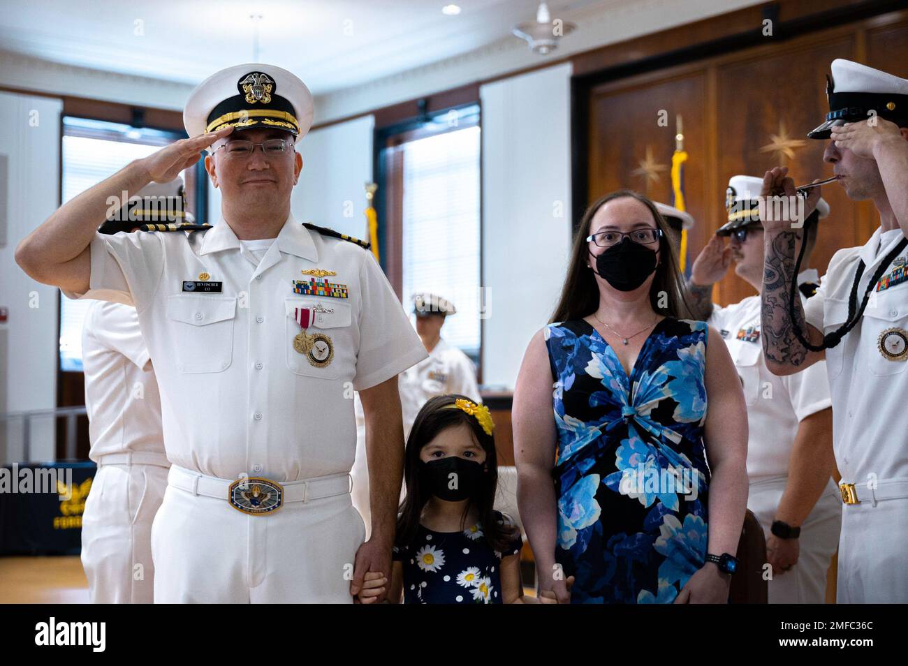 ST. LOUIS (Aug. 19, 2022) Cmdr. Benjamin Fischer, the outgoing commanding officer of Navy Talent ...