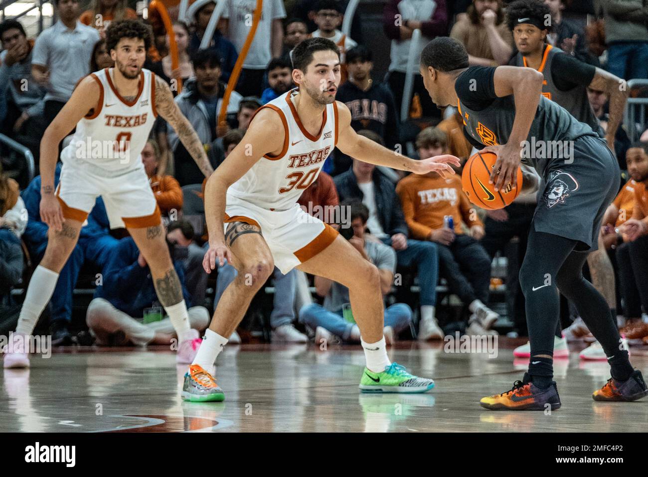 Jan 24, 2023. Brock Cunningham #30 of the Texas Longhorns in action vs ...