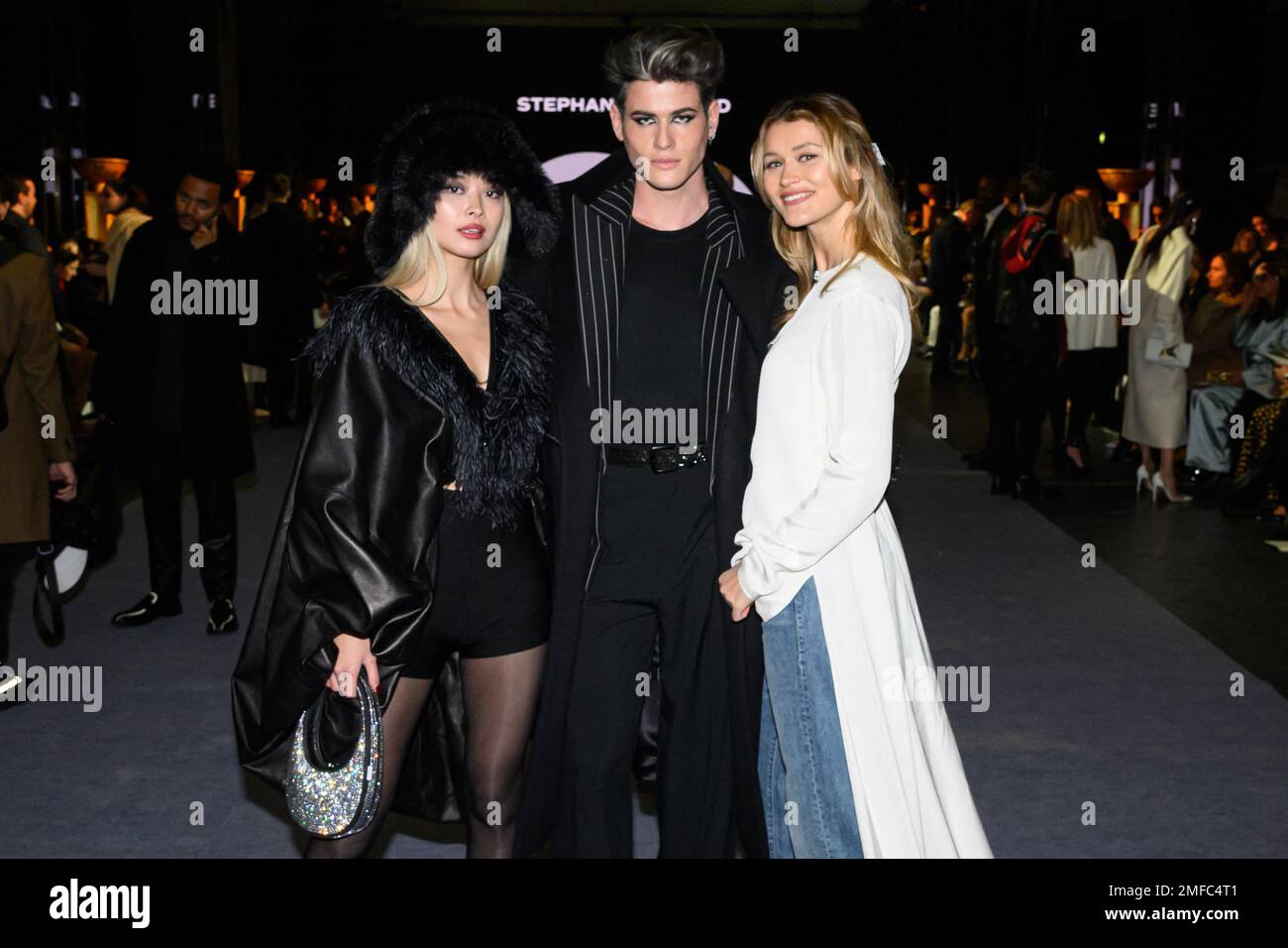 Caroline Hu, Raphael Say and Chloe Lecareux attend the Stephane Rolland ...