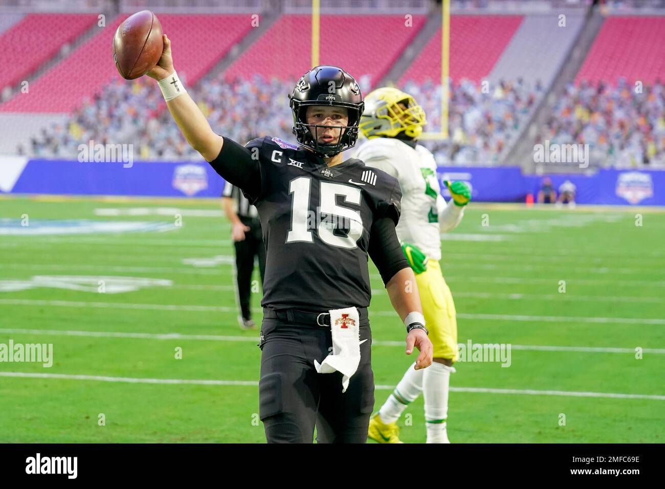 Iowa State quarterback Brock Purdy (15) walks in for a touchdown ...